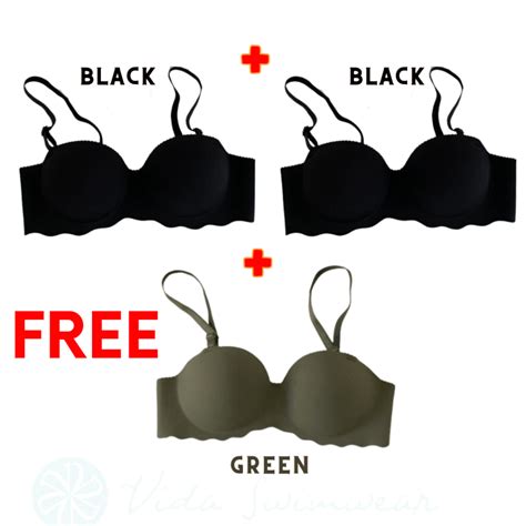 Buy 2 Get 1 Wireless Pushup Bra Massaging Bra Strap Removable Japanese Seamless Bra Shopee