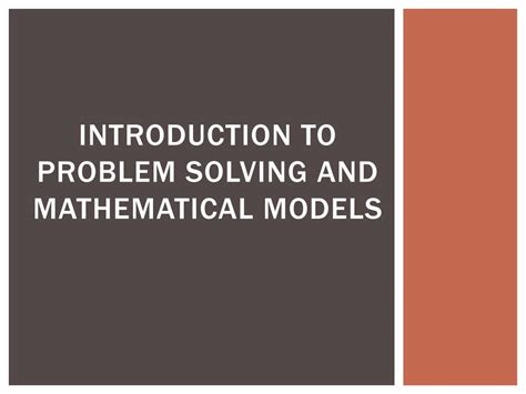 PPT Introduction To Problem Solving And Mathematical Models PowerPoint Presentation ID