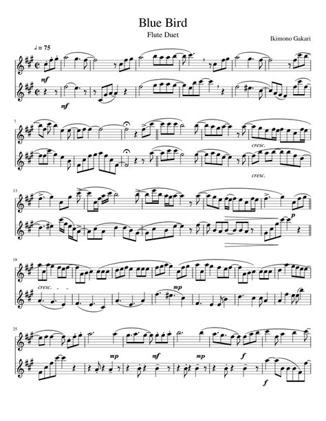 Blue Bird Ver2 Sheet Music For Flute Woodwind Duet