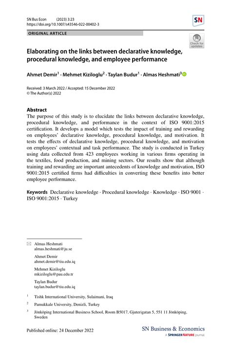 Pdf Elaborating On The Links Between Declarative Knowledge