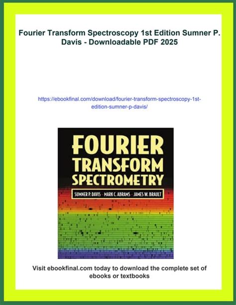Fourier Transform Spectroscopy 1st Edition Sumner P Davis Pdf