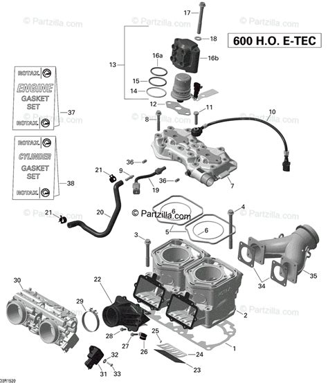 Ski Doo 2015 Mxz X 600 Ho Etec Xs 120 Oem Parts Diagram For Cylinder