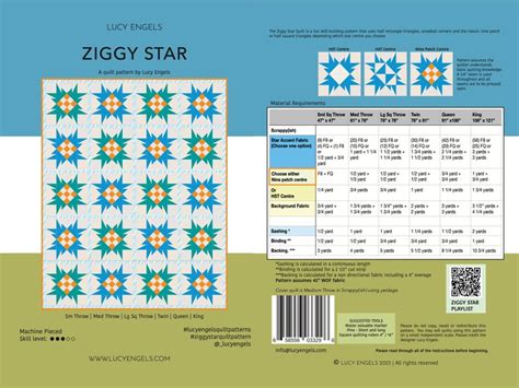 Ziggy Star Quilt Pattern Digital Advanced Beginner Modern Quilt With