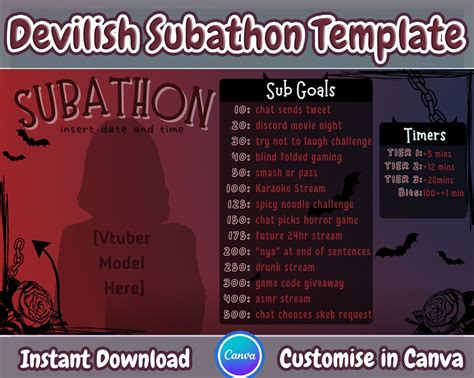 Devilish Subathon Template Vtuber Twitch Subathon Social Package