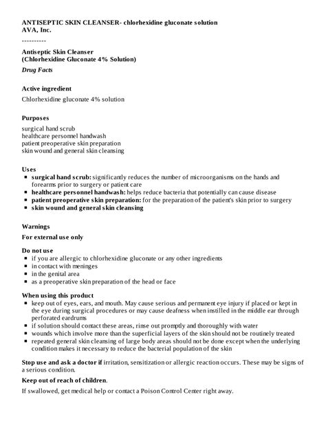 Antiseptic Skin Cleanserchlorhexidine Gluconate Docslib