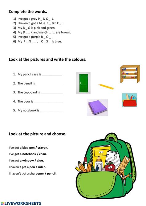 Colours School Objects Worksheet In 2025 Teaching English English