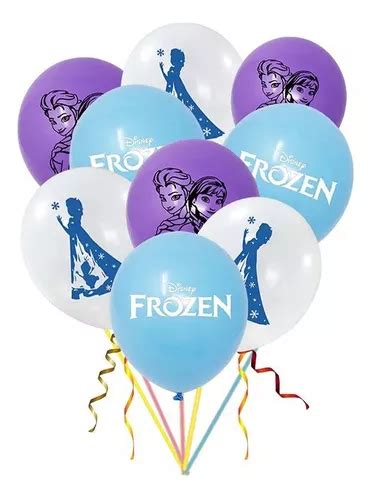 Juego 12 Globos Látex Pelicula Frozen Elsa Cumpleaños Fiesta Mercadolibre