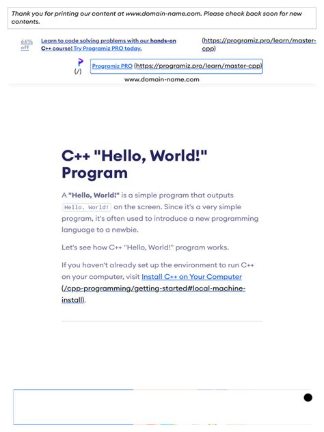 C Hello World Program Pdf C Software Development