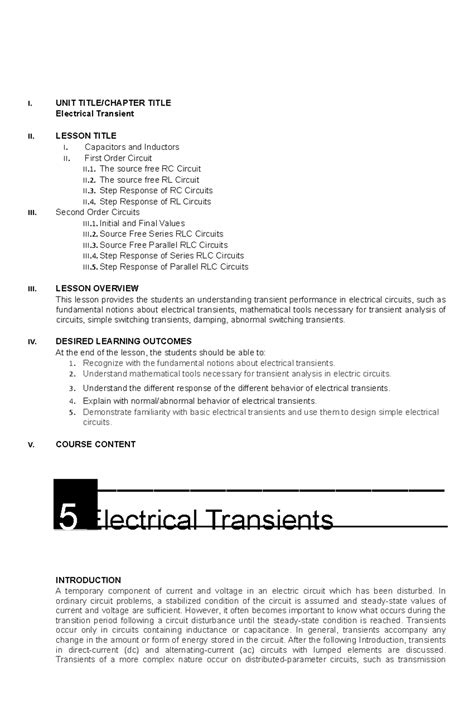 Bee Module 6 Final Electrical Engineering Notes I Unit Title