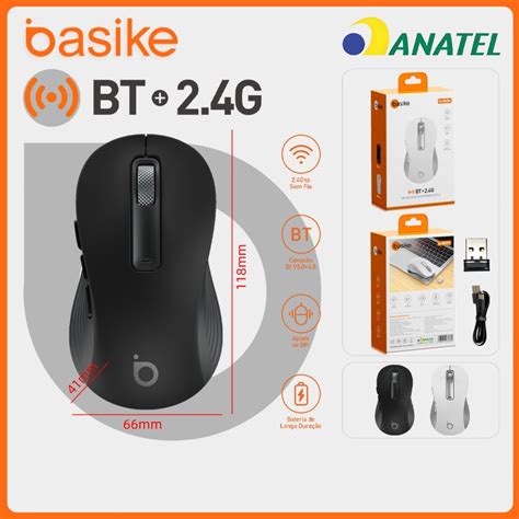 Basike Mouse Sem Fio Bluetooth，recarregável 3 Em 1 Mouse 2 4g Bluetooth Design Ergonômico