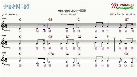 찬송가 가라오케 악보 앰알 예수 앞에 나오면 Youtube