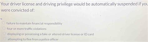 Solved Your Driver License And Driving Privilege Would Be