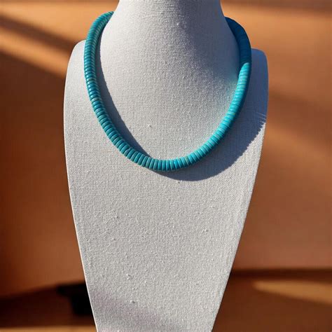 Turquoise Necklace Turquoise Heishi Disc Stone Beaded Necklace