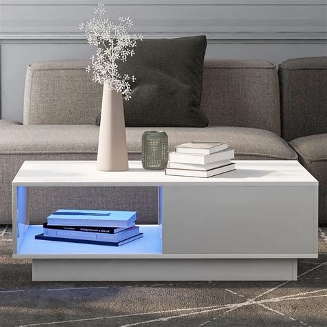 Table Basse Moderne En Laque Brillante Table Basse Pour Led 95 X 55 X 32 Cm