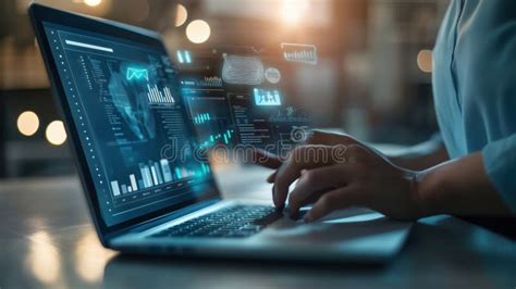Data Analysis And Visualization On Laptop With Digital Interface And