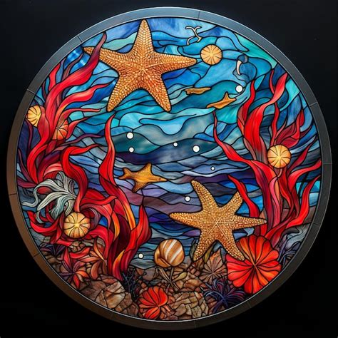Premium Photo Ocean Theme Stained Glass Window