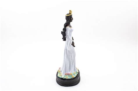 Imagem Iemanjá Preta Vestido Branco Gesso 20 Cm Amém Decoração Religiosa