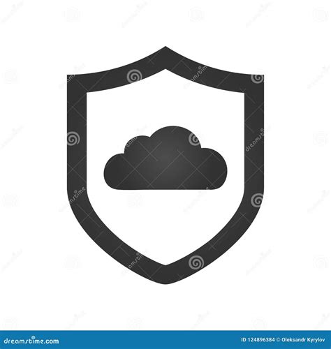 Shield Cloud Data Protection Flat Vector Icon Illustration Simple Black Symbol On White