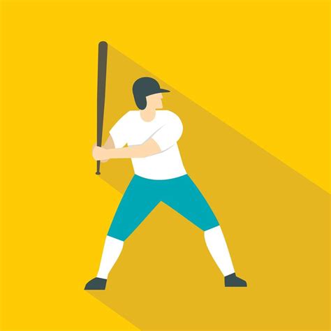 Professional Baseball Player Icon Flat Style 14861578 Vector Art At