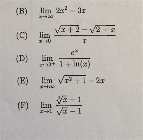 Solved Evaluate Each Limit Using Algebraic Techniques Use ∞