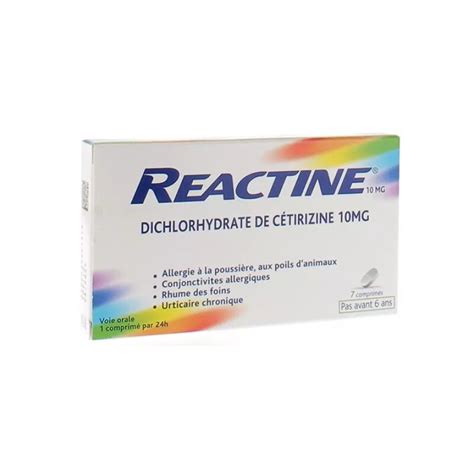 Reactine 10mg Boîte De 7 Comprimés