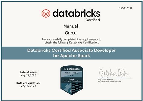 Happy To Share That Ive Achieved A New Certification Databricks Certified Associate Developer