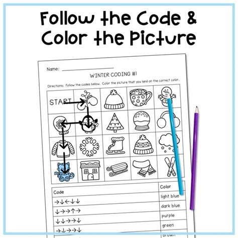 Coding Unplugged Directional Coding No Prep Winter Theme Tpt