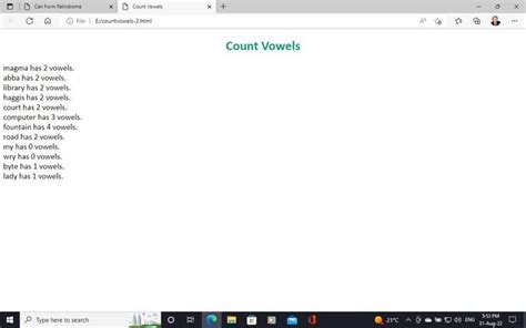 Count Vowels Web Page Preview