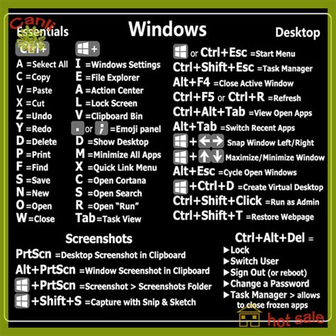 Canli Windows Pc Reference Keyboard Computer Shortcut Sticker Adhesive Removable Stickers For