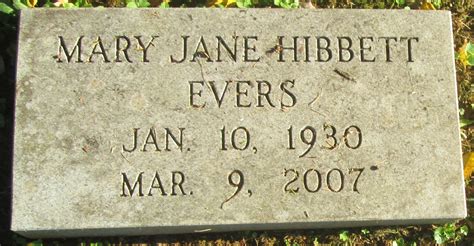 Mary Jane Hibbett Evers 1930 2007 Find A Grave Memorial