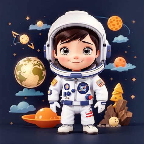 Premium Photo Cute Astronaut Sailor Captain Cartoon Vector Icon Illustration Science Holiday