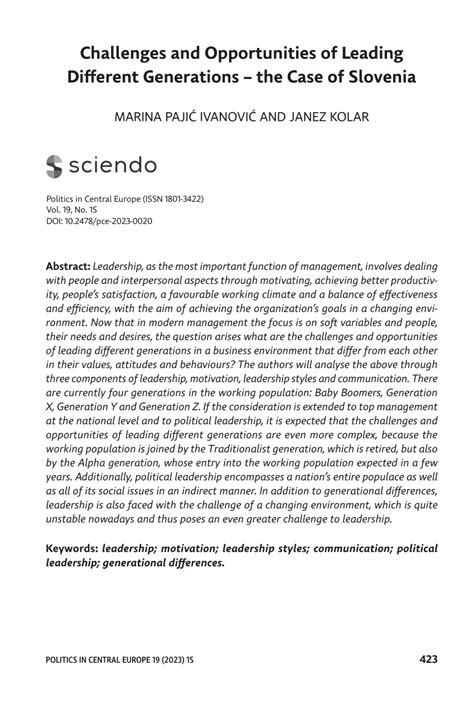 Pdf Challenges And Opportunities Of Leading Different Generations