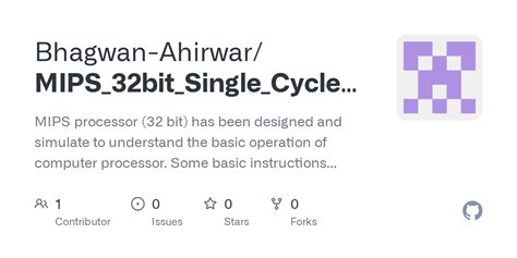 Github Bhagwan Ahirwarmips32bitsinglecycleprocessor Mips Processor 32 Bit Has Been