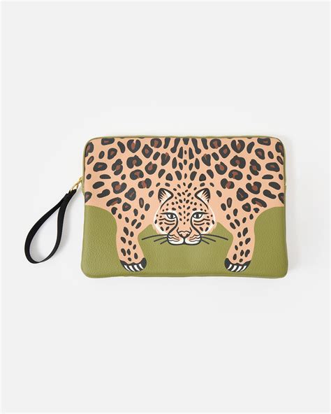 Sienna Green Leopard Laptop Case Oliver Bonas