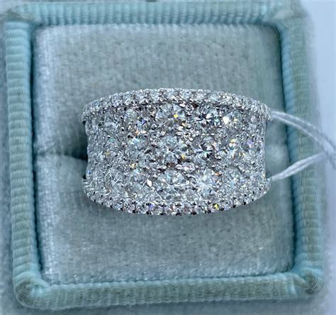 Diamond Anniversary Band Wide Diamond Band 5 Row Diamond Wedding Ring White Gold 18k Etsy