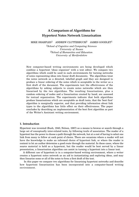 Pdf A Comparison Of Algorithms For Hypertext Notes Network Linearisation