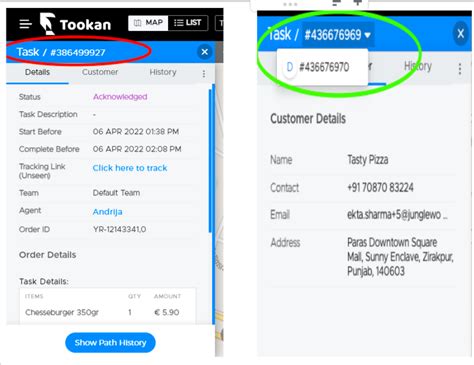 why the pickup details like name of restaurant address are not visible