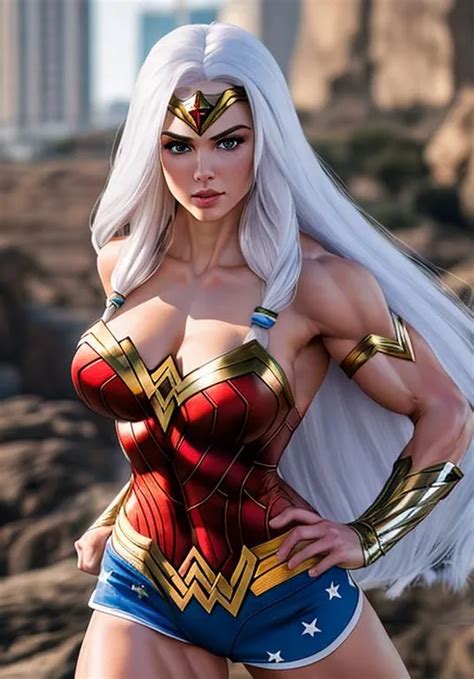 Long White Hair Wonder Woman Woman Enormo