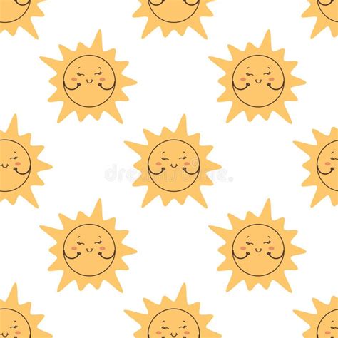 Pattern Seamless Hot Sun Hot Sun Character Stock Vector Illustration