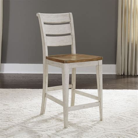 Farmhouse Reimagined Antique White Ladder Back Counter Chair Set Of 2