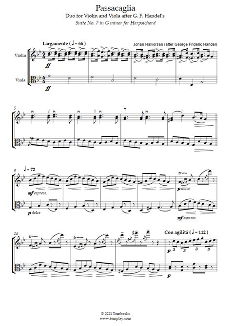 Passacaglia Handel Sheet Music To Download And Print