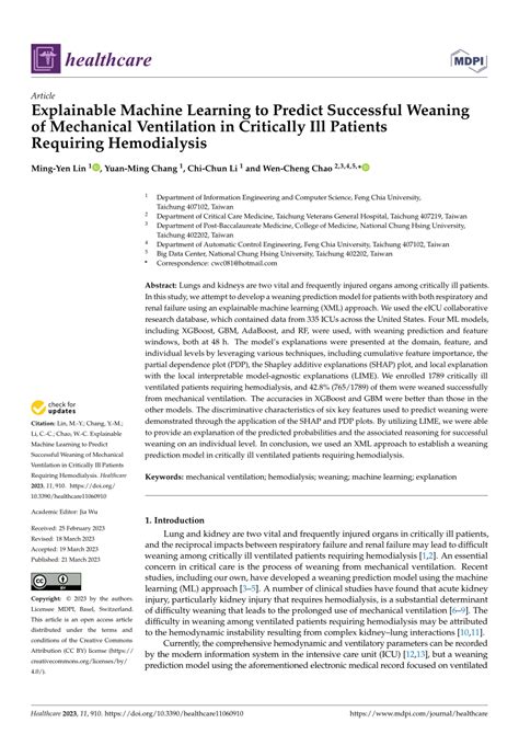 Pdf Explainable Machine Learning To Predict Successful Weaning Of