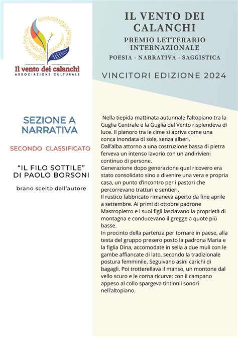 Il Iii Edizione Premiati Sezione A Narrativa Inedita Secondo