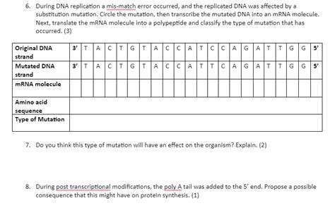 Solved 6 During Dna Replication A Mis Match Error Occurred