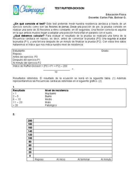 Test Ruffier Dickson Resistencia Aeróbica Pdf