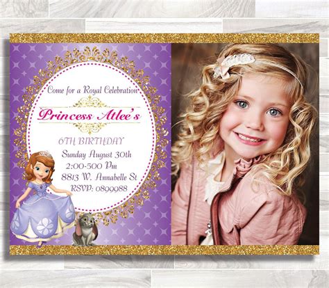 Sofia The First Invitation Princess Sofia Invite Sofia The Etsy