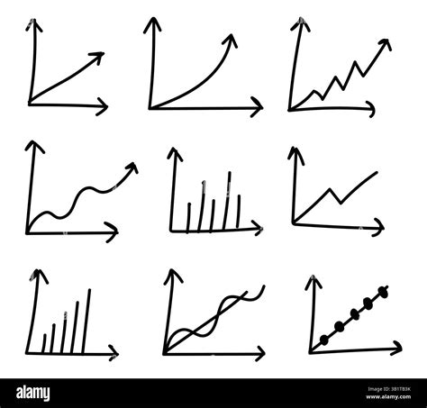 Arrow Graph Collection Stock Sales Zigzag Bar Charts Set Hand