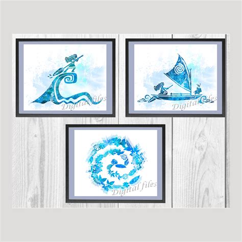 Moana Set Disney Art Print Digital Files Decor Nursery Room Inspire
