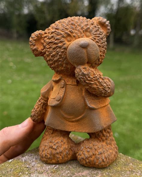 Rustic Cast Iron Bonnie Bear Sculpture Black Country Metalworks
