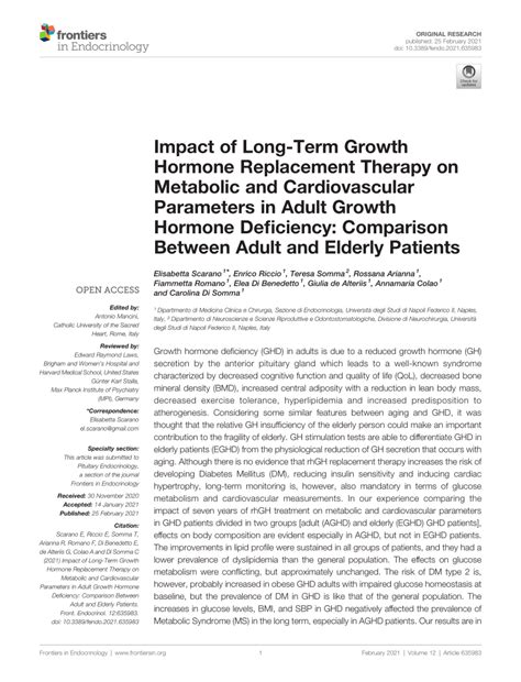 Pdf Impact Of Long Term Growth Hormone Replacement Therapy On
